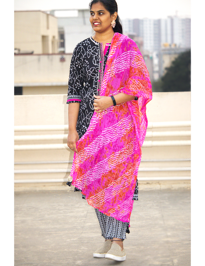 Black Full suit with lehariya dupatta – Ichika